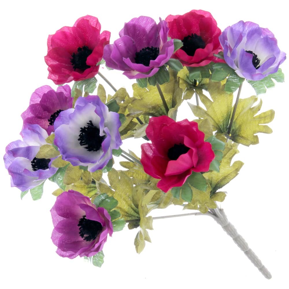Anemone Bush - Purple, Cerise and Plum (27cm Long, 9 Heads) — Corsage ...