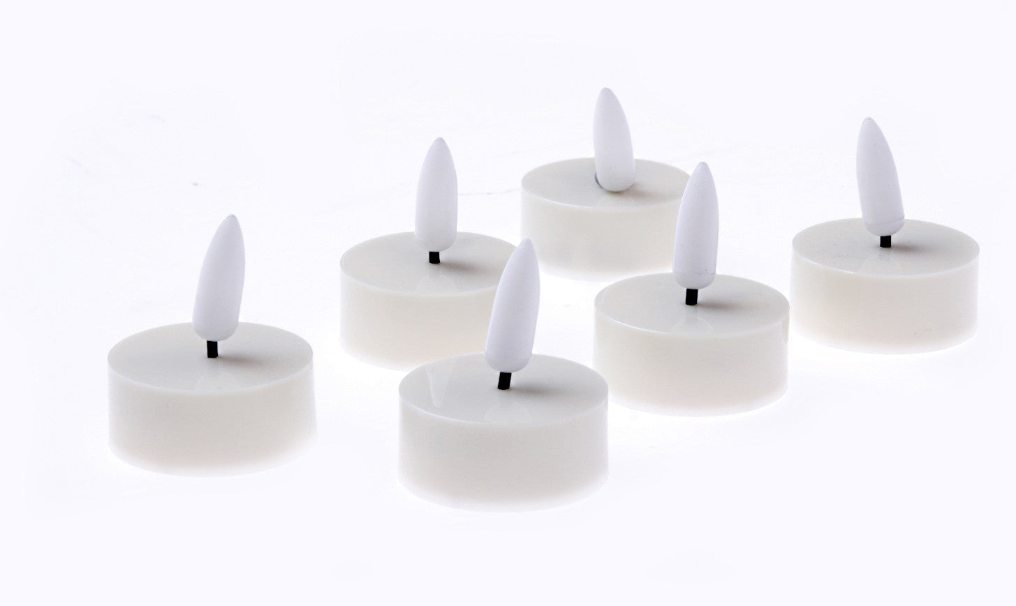 Set of 6 LED Tealight Candles - White (3.8cm Diameter x 4.5cm height ...