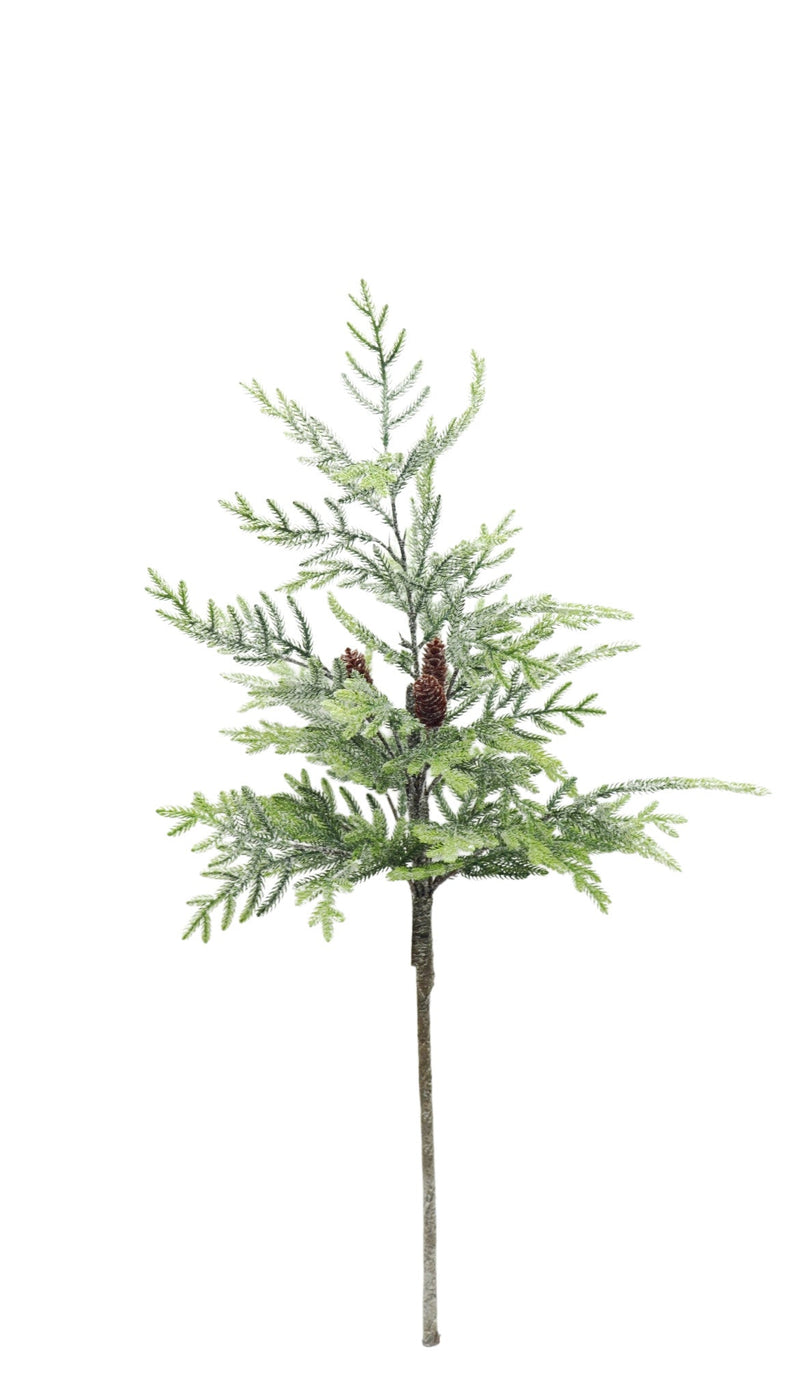 Frosted Cedar Branch With Pine Cones - Green (86cm long) — Corsage ...